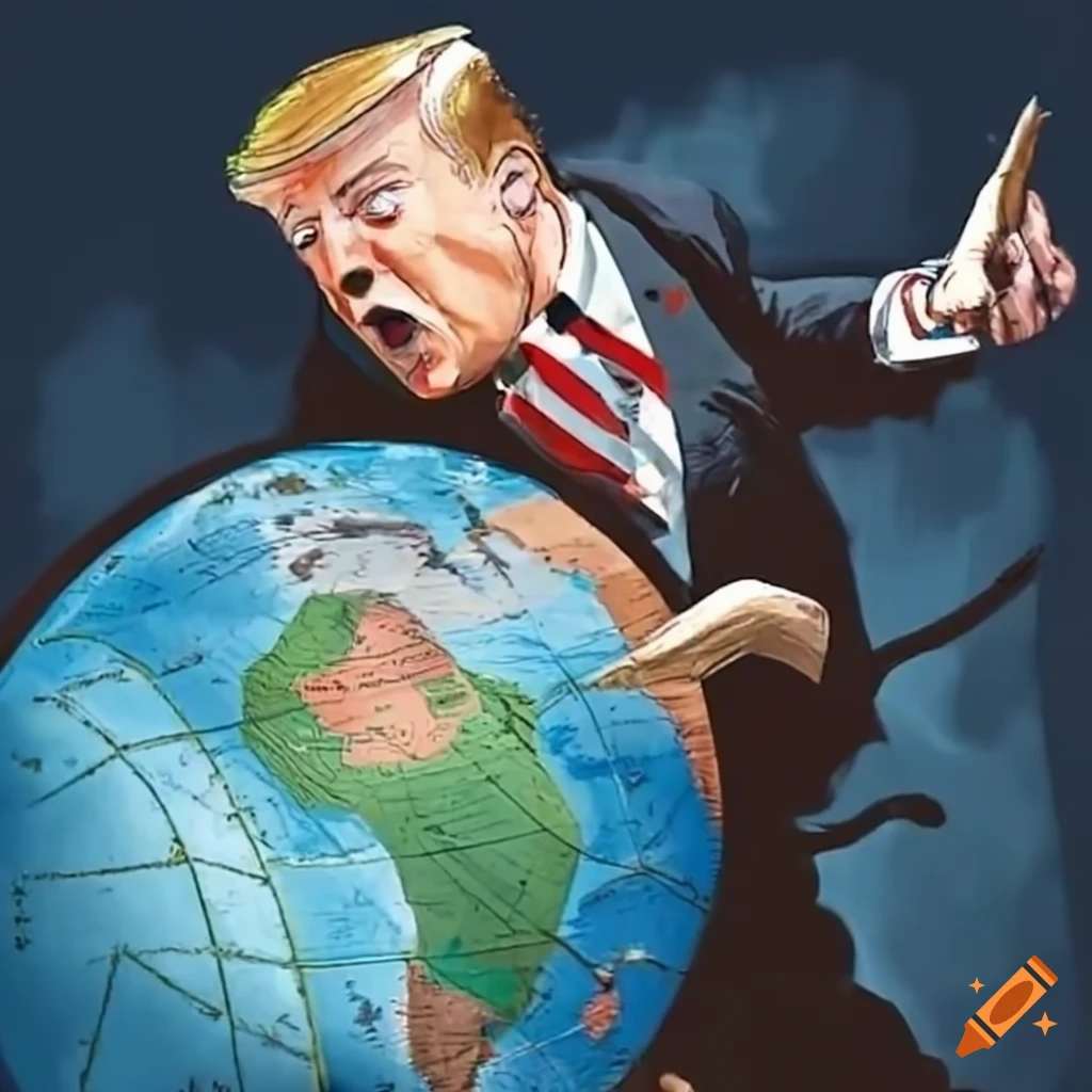 Political satire with Charlie Chaplin and Donald Trump fighting over a ...