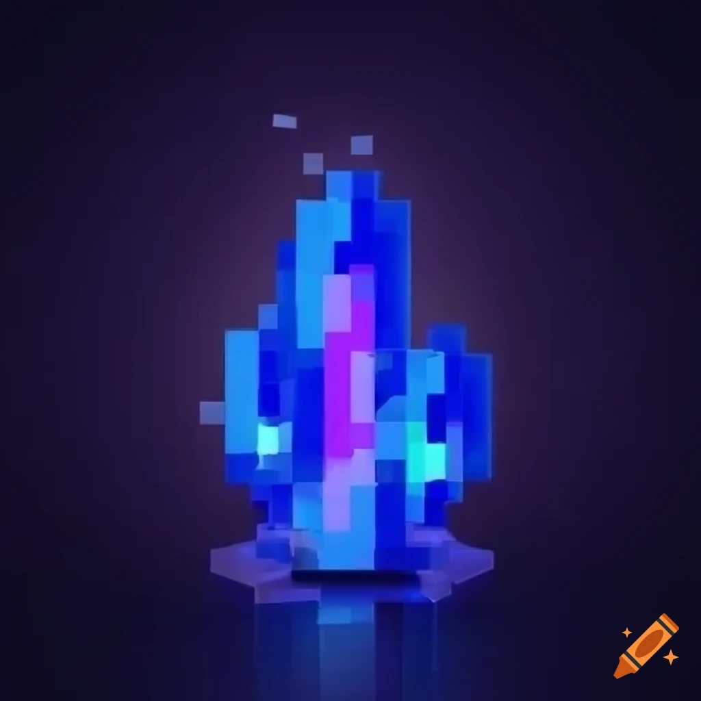 Epic logo with glowing crystals in a Minecraft-style inspired by Final ...