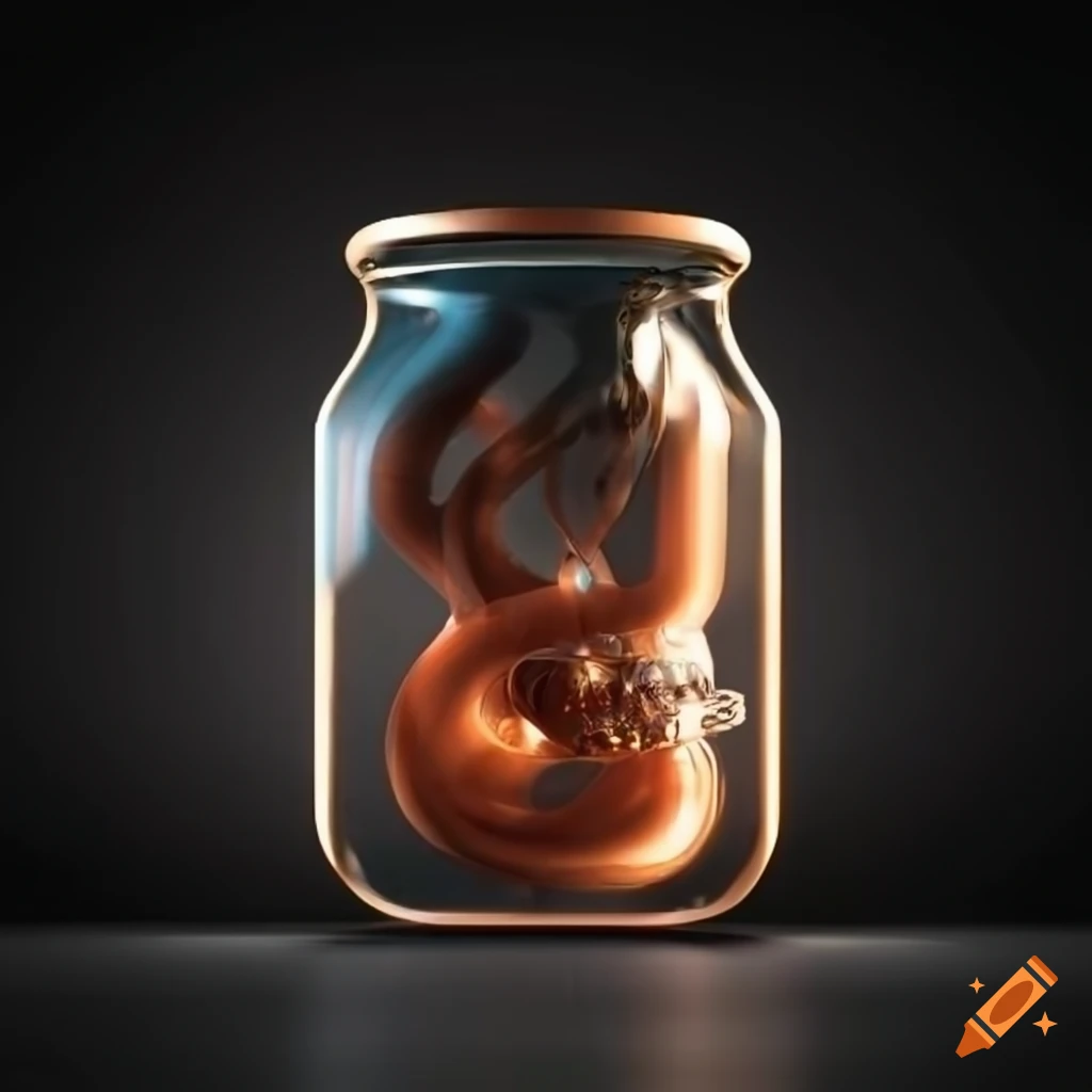 Futuristic jar with a single large tentacle inside, showcasing ...