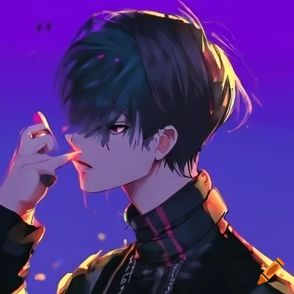 Male anime OC with cyberpunk aesthetic on Craiyon