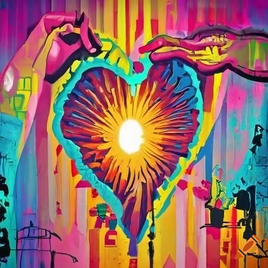 Graffiti concept with the message "heal our land" and a colorful mural ...