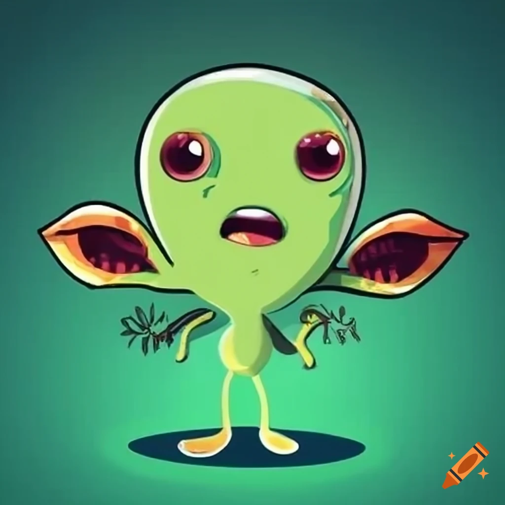 Cartoon-like alien character for a kid-friendly video game on Craiyon