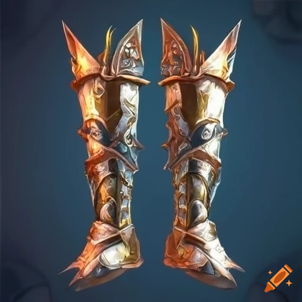 Adorned mithril plated knight boots for leg armor slot in rpg game with ...