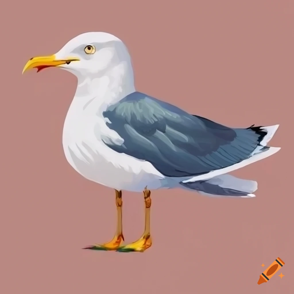 Elegant animated seagull in whimsical art style on Craiyon