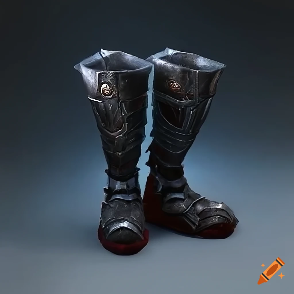 Enchanted mithril boots for RPG game knight's armor on Craiyon