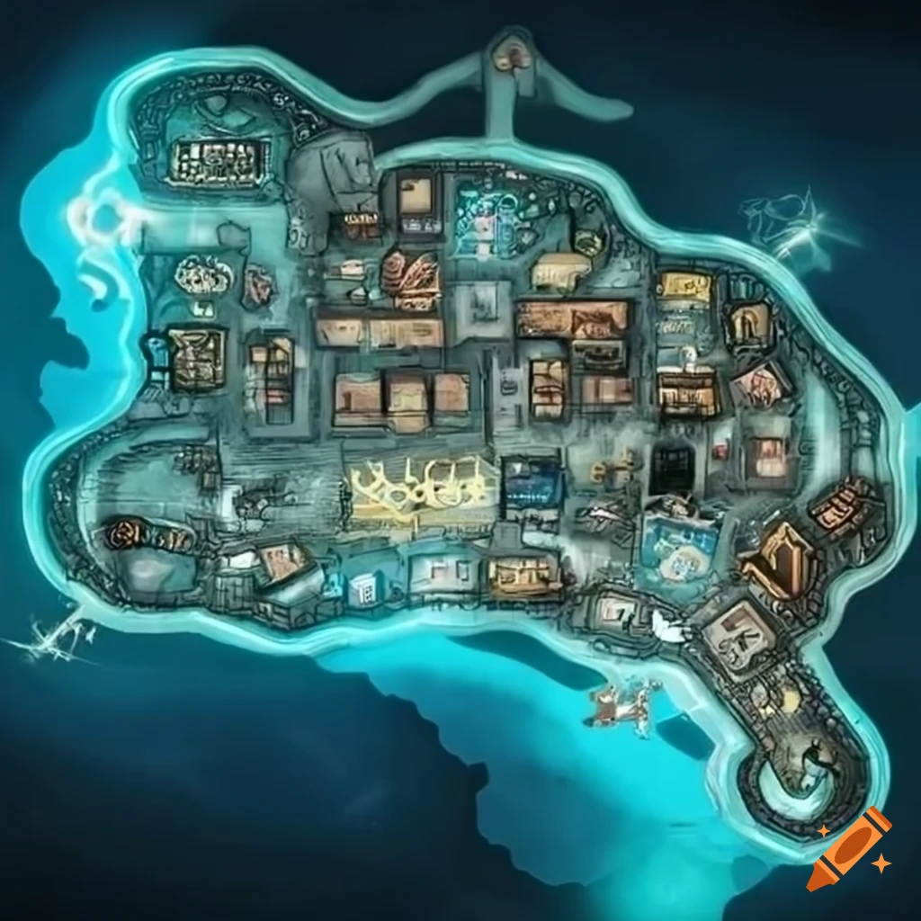 LED shopping mall DND map with multiple stores displayed on Craiyon