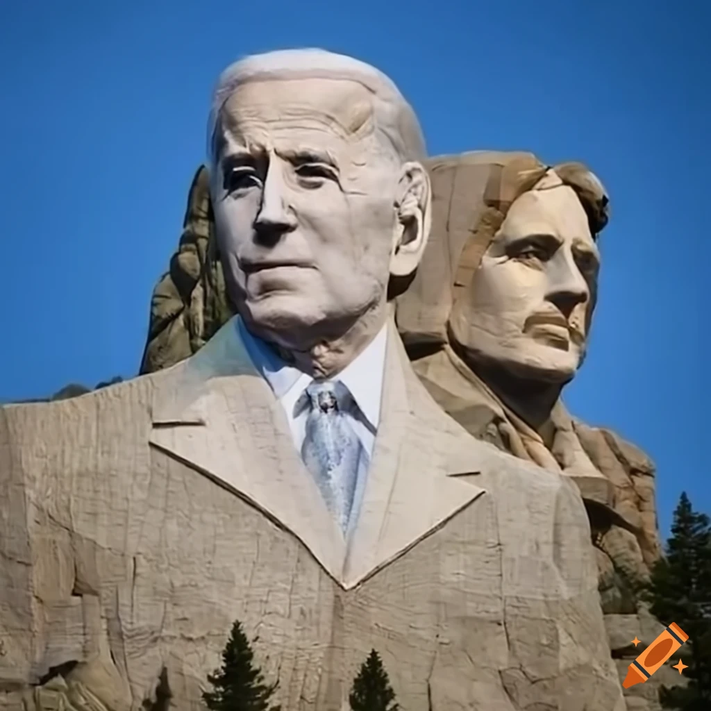 Carving of joe biden on mount rushmore on Craiyon