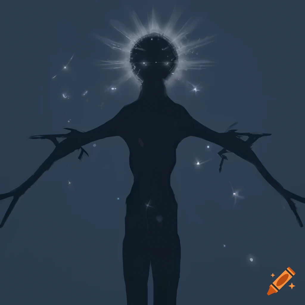 Abstract expressionistic artwork of spindly twig creatures in a shadowy ...