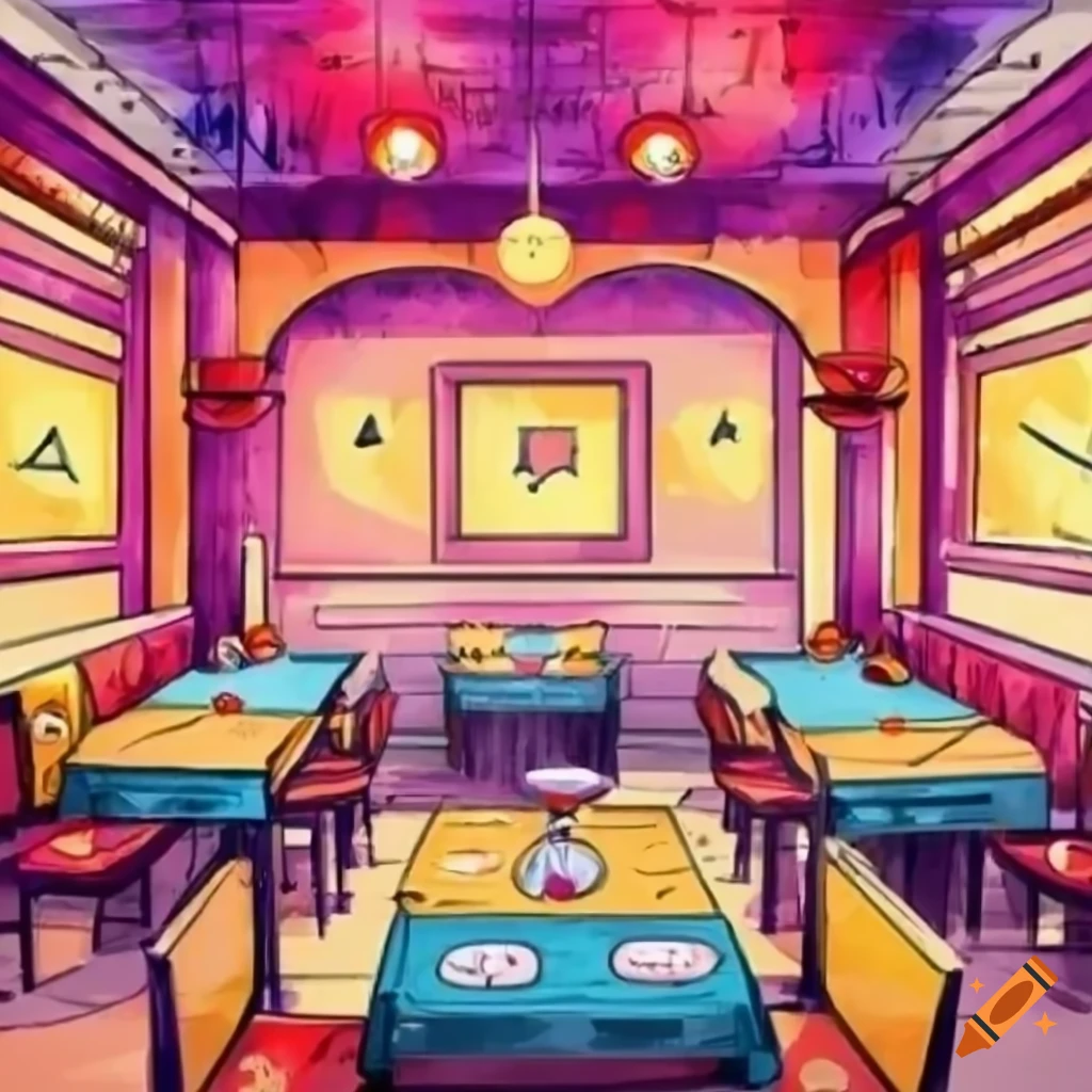 Interior of an Indian restaurant with furniture, decoration, and food ...