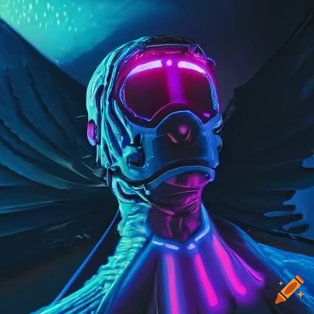 Sci-fi martian underground train art featuring a melting angel in a ...