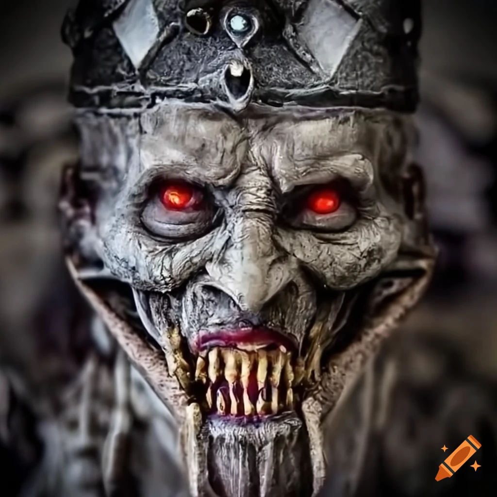 Demonic undead vampire monster 'Paimon' in an iron crown on Craiyon