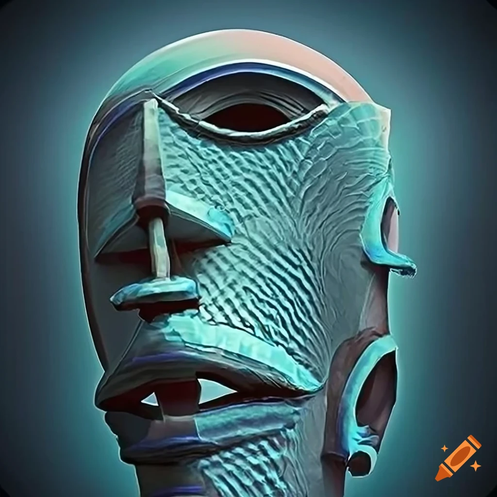 African-themed x-ray mask with a zelda game motif in stunning detail on ...