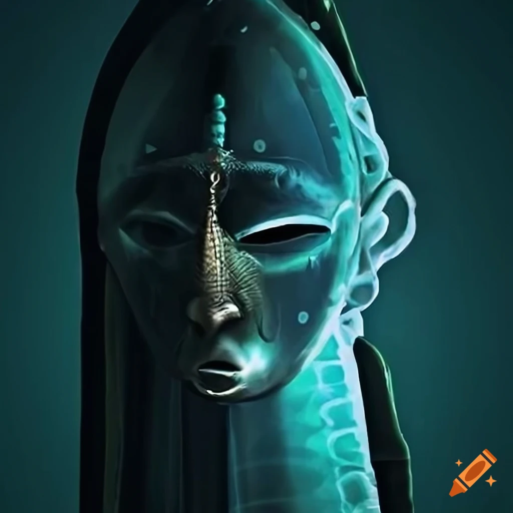 African-inspired x-ray mask with vibrant details in high definition on ...