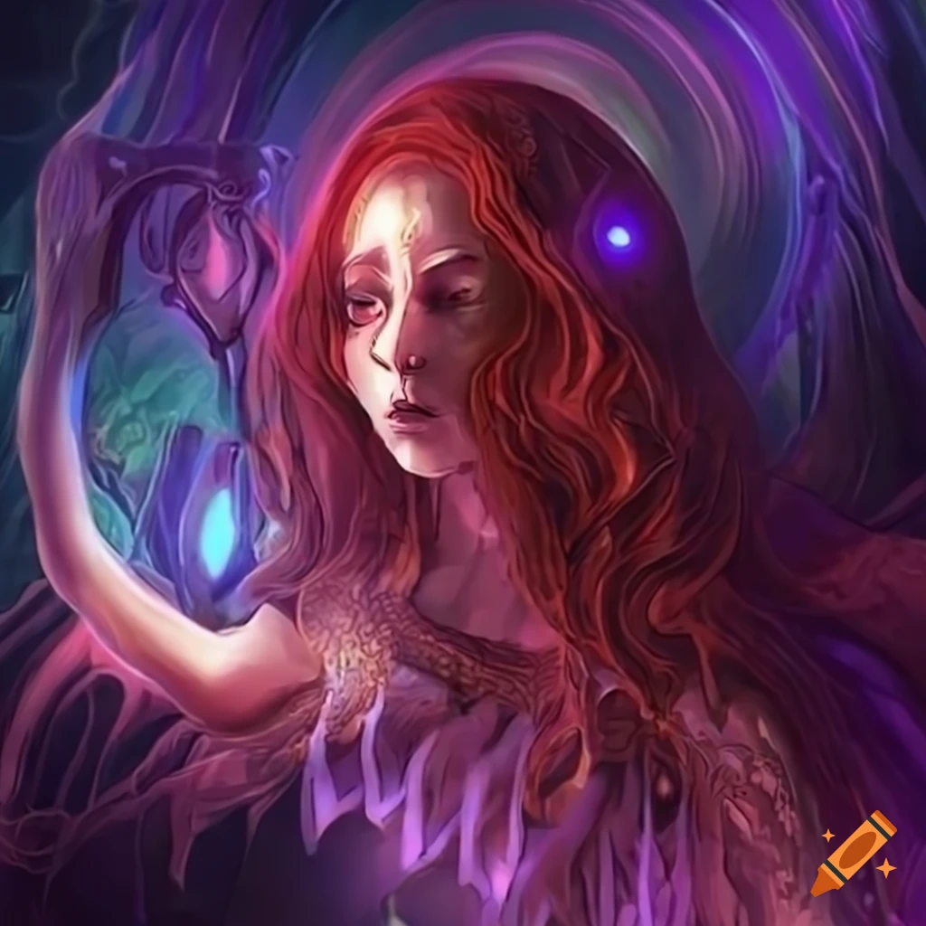 Adelline surrounded by protective shields and psychic energy in a ...