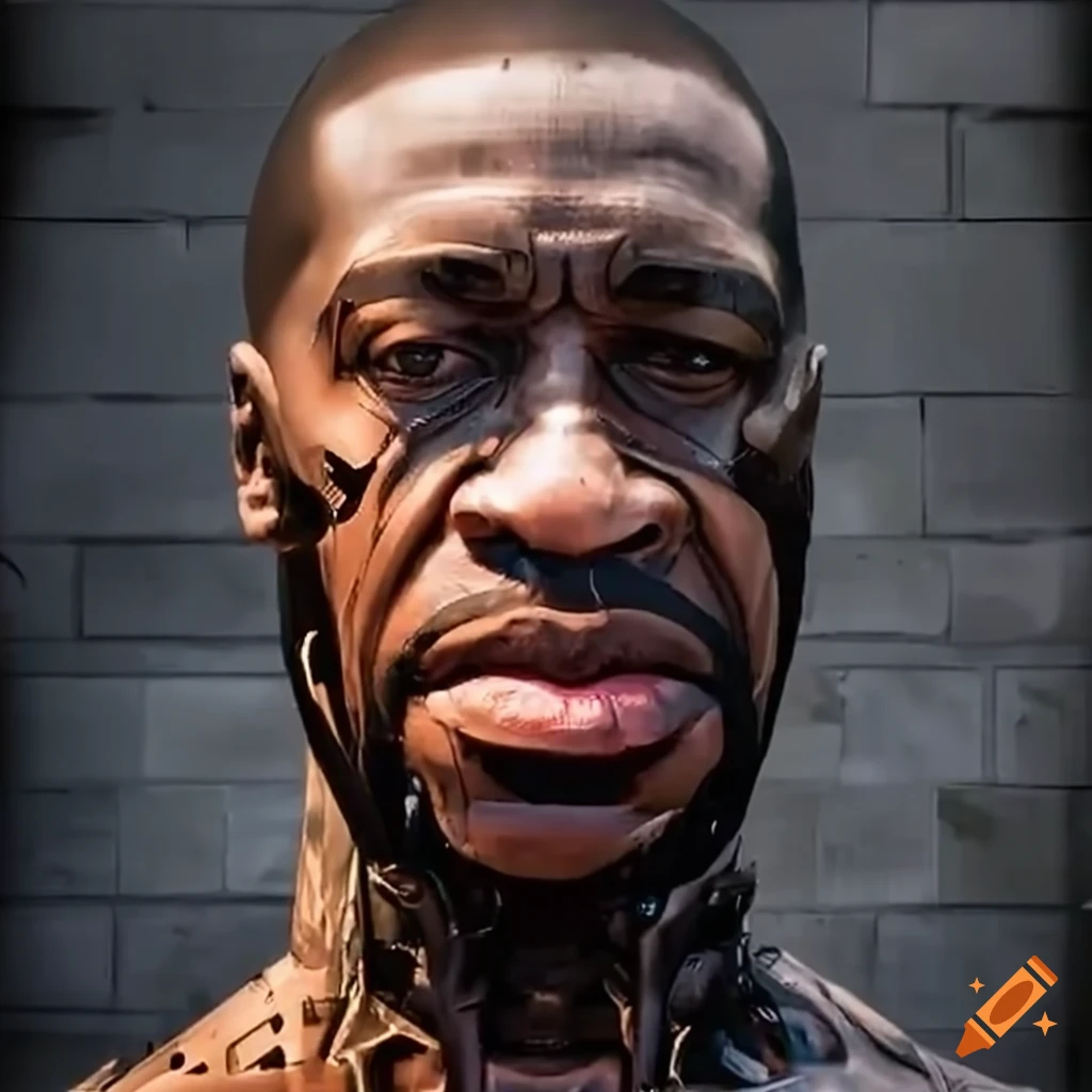 Cyborg George Floyd in front of Microsoft on Craiyon