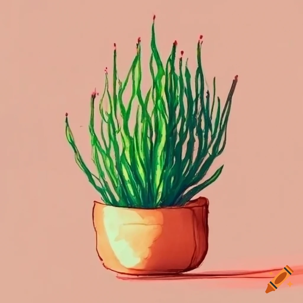 Sketch of a plant pot suitable for tracing with color pencils on Craiyon