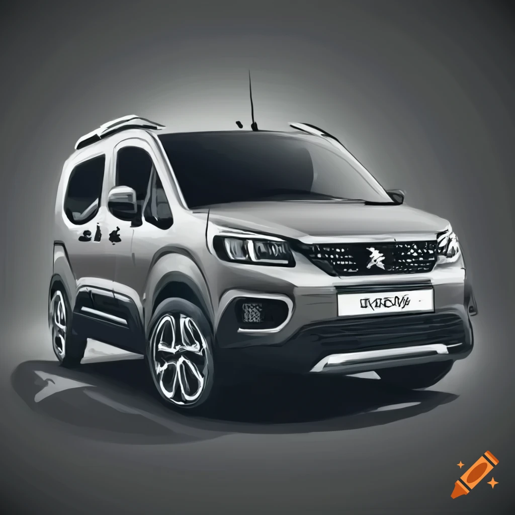 Illustration vectorielle of a dark grey peugeot rifter on Craiyon