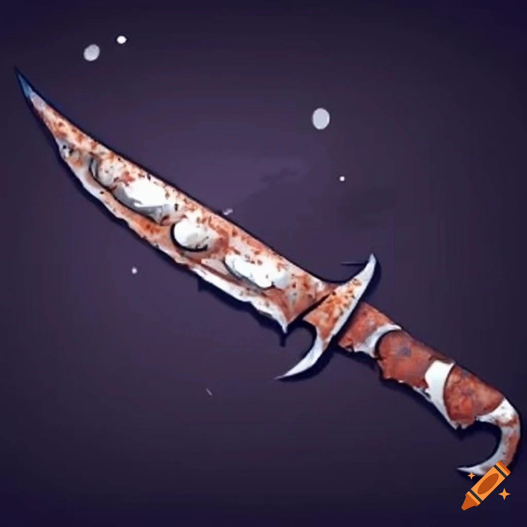 Rusty worn blade with a faint aura of malevolence on Craiyon