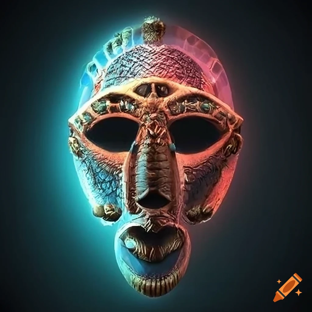 African inspired x-ray mask with a zelda game motif in stunning detail ...