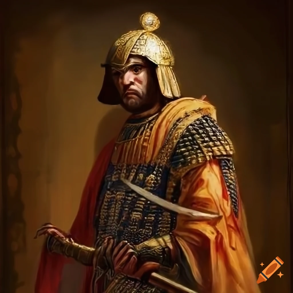 Greek samurai in Byzantine attire in the Hagia Sophia on Craiyon
