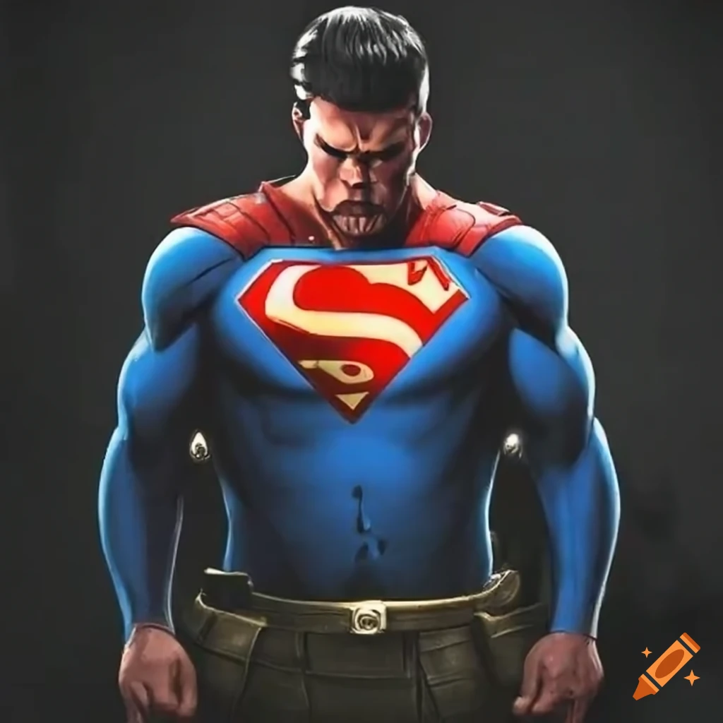 Superman logo man of steel bullets bouncing off his chest on Craiyon