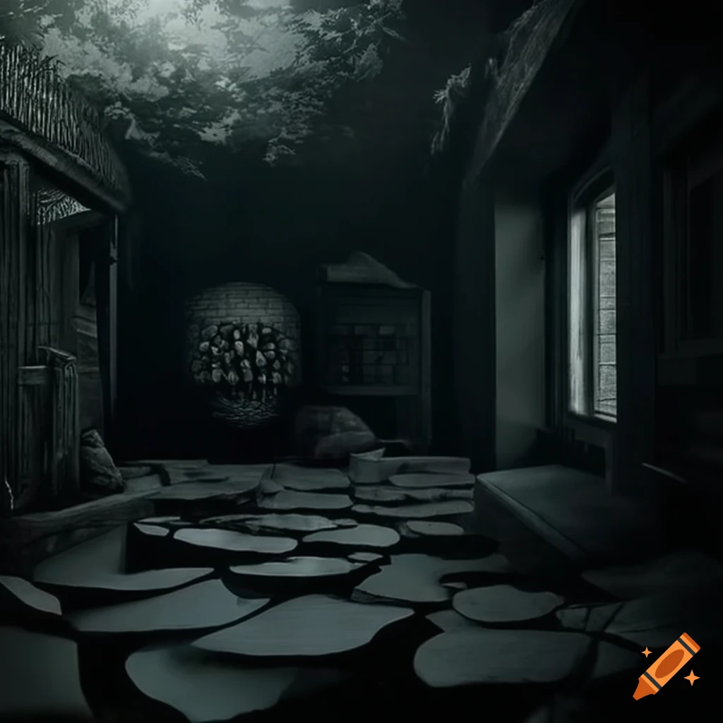 Claustrophobic room filled with tiny black objects on Craiyon