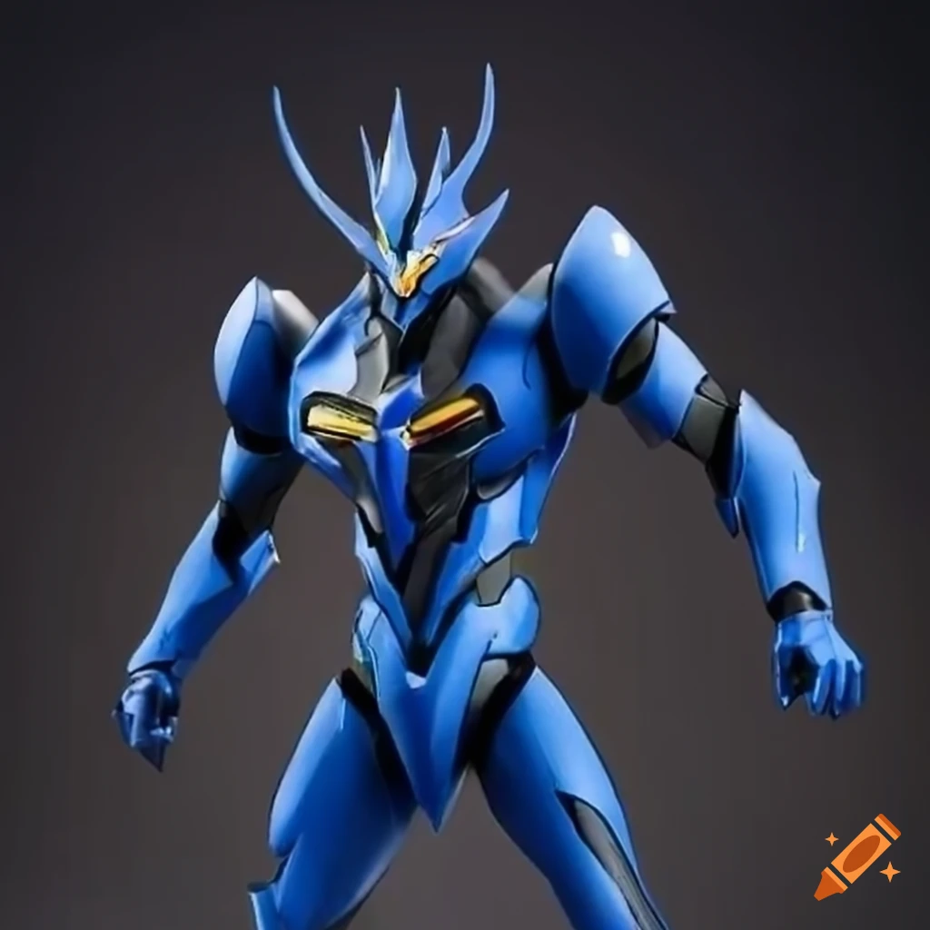 Royal blue and matte black celestial armor inspired by anime on Craiyon