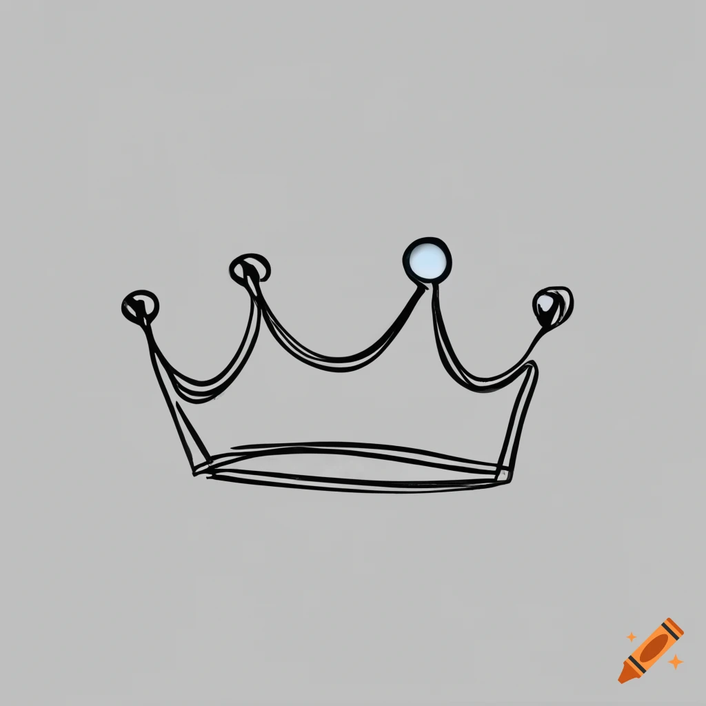 Continuous line drawing of a cute regal crown in elegant black lines on ...