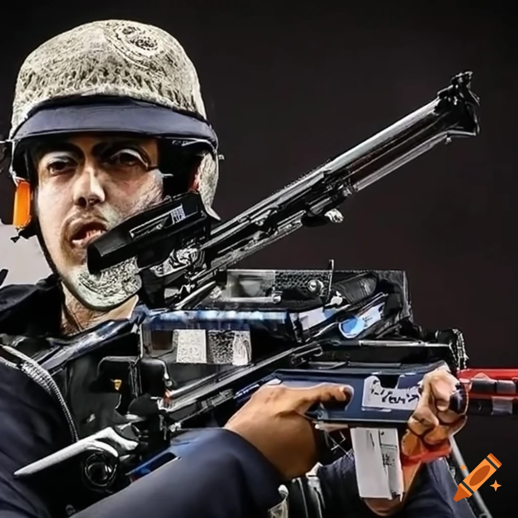 Turkish sharpshooter yusuf dikec at the paris olympics on Craiyon