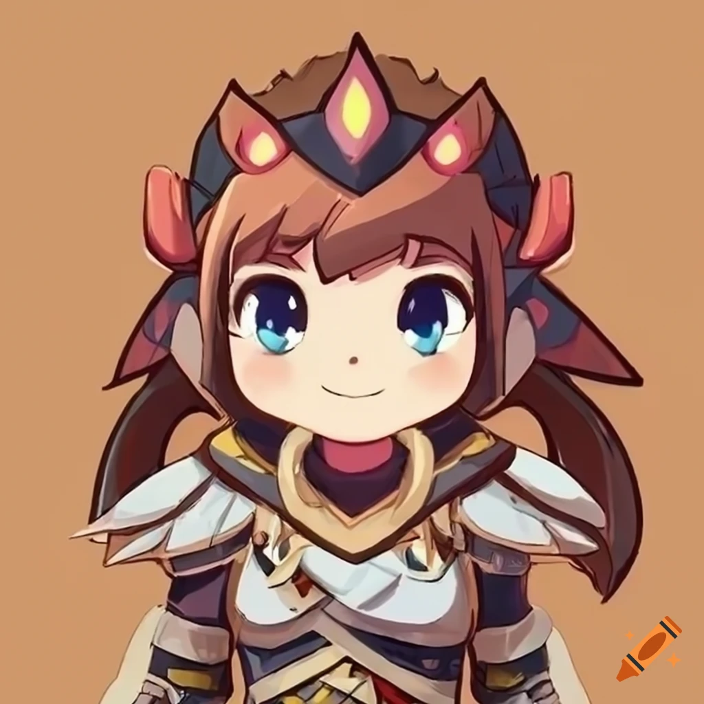 Adorable cartoon monster hunter in Namielle armor on Craiyon