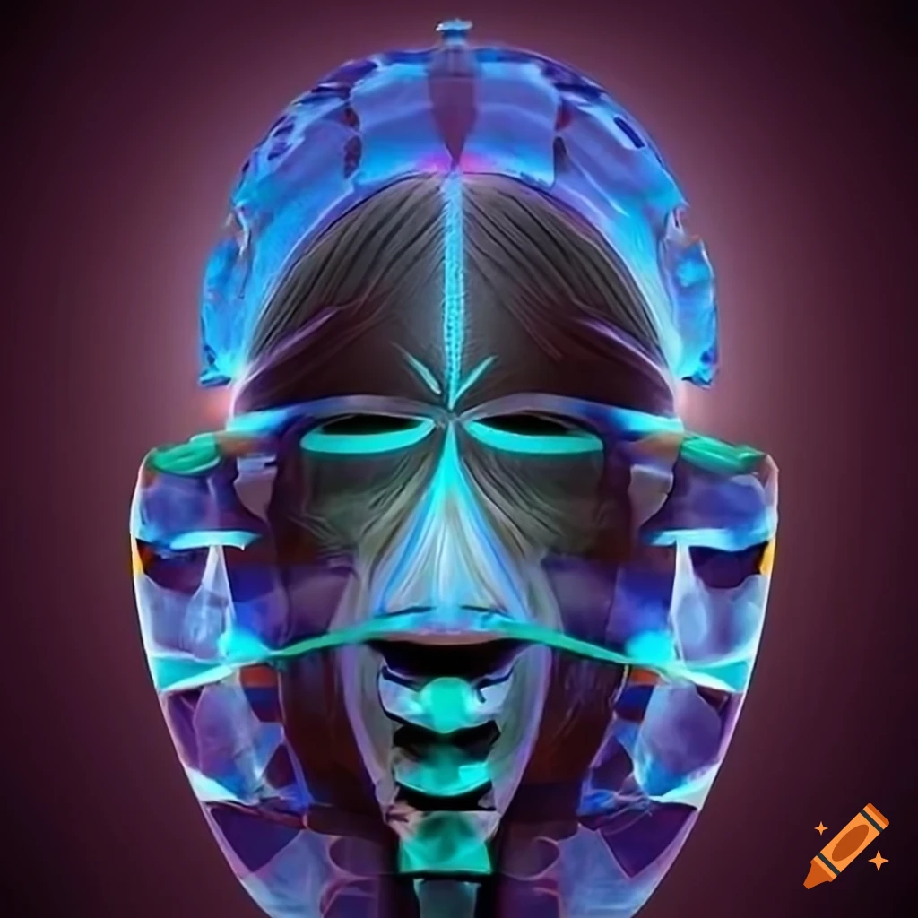 African-inspired x-ray mask with vibrant details in high definition on ...