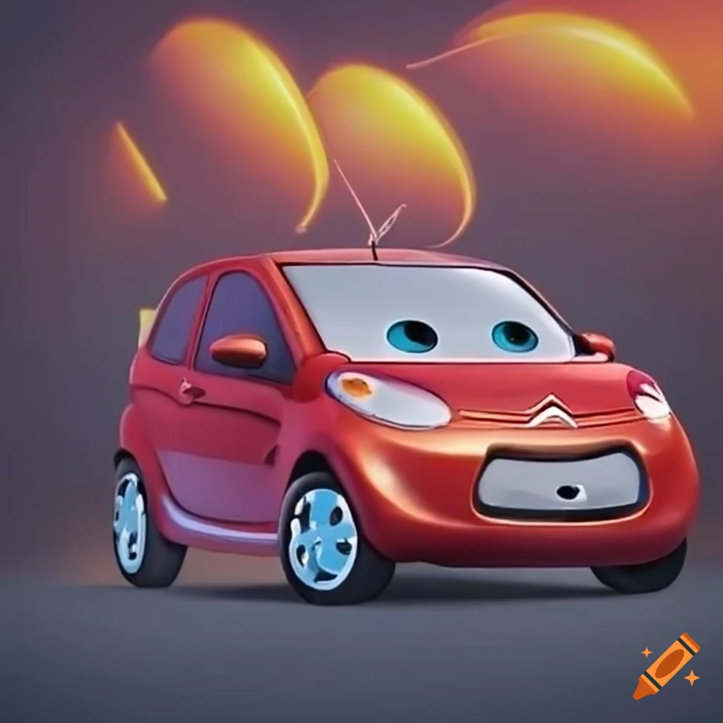 Citroen C1 styled in Cars cartoon Disney movie fashion on Craiyon