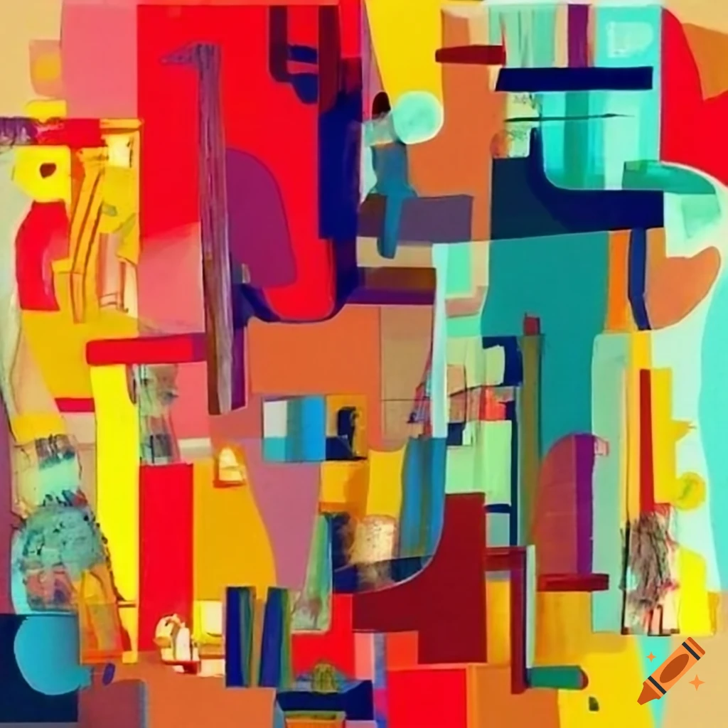 Mixed media artwork with orderly chaotic composition in contemporary ...