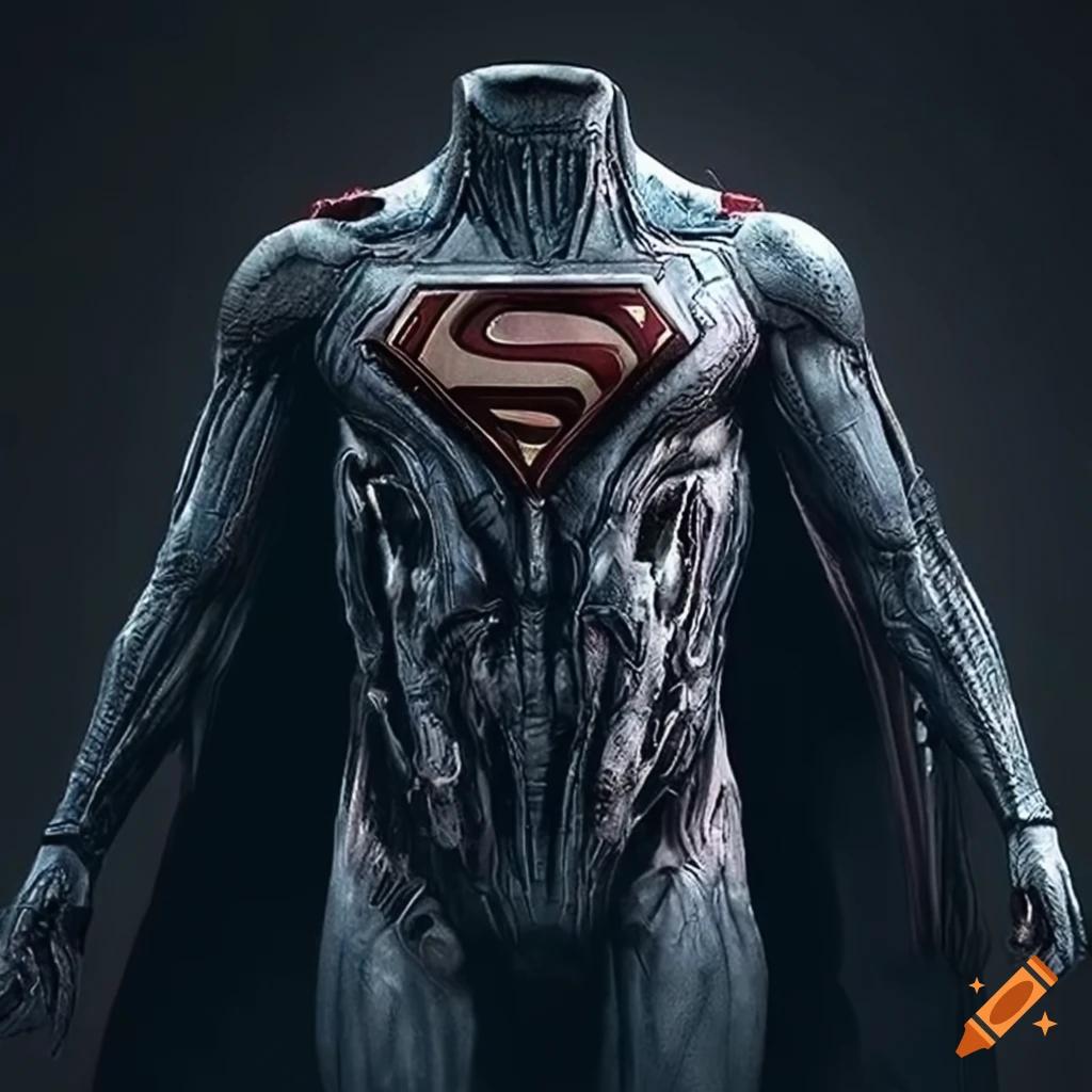 Superman suit designed with H.R. Giger Alien sci-fi influences on Craiyon