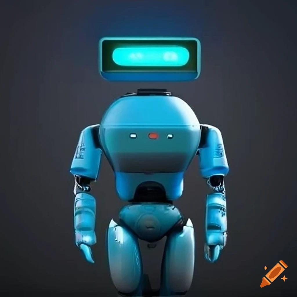 Futuristic robot design in green and blue colors with advanced ...