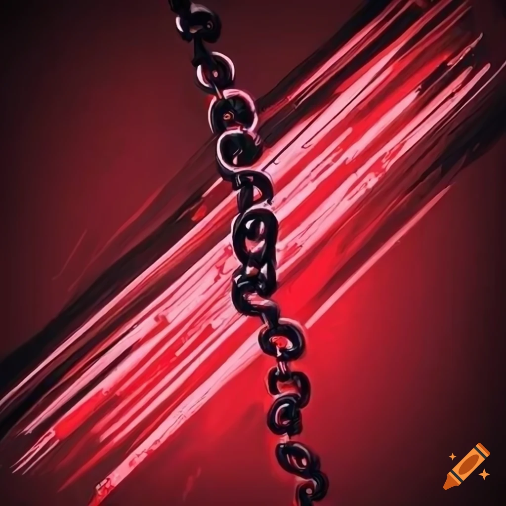 Ink drawing of a vertical chain in cyberpunk red on Craiyon