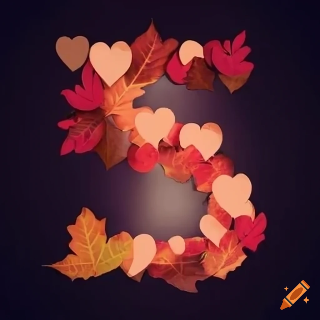 Cozy Vibes cursive font with fall leaves and hearts design on Craiyon