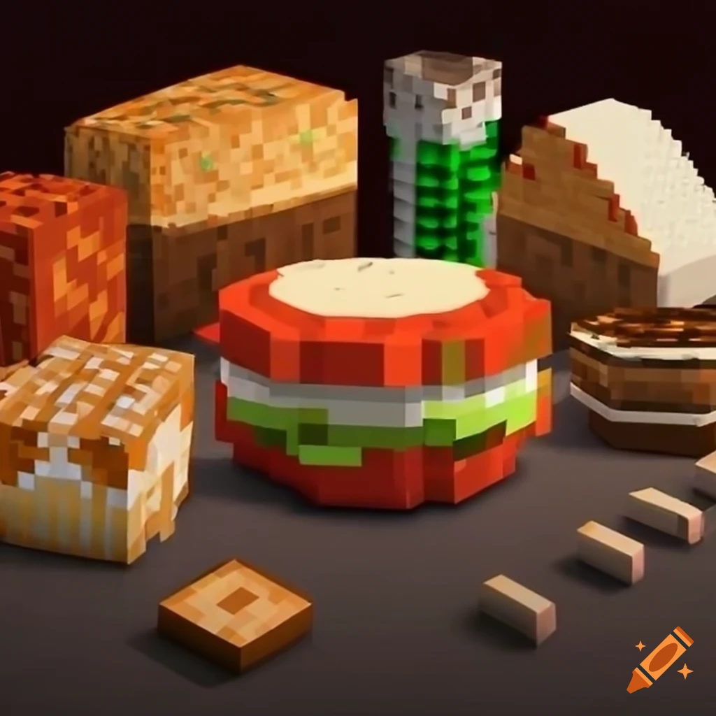 Minecraft-inspired food recreated in real life on Craiyon