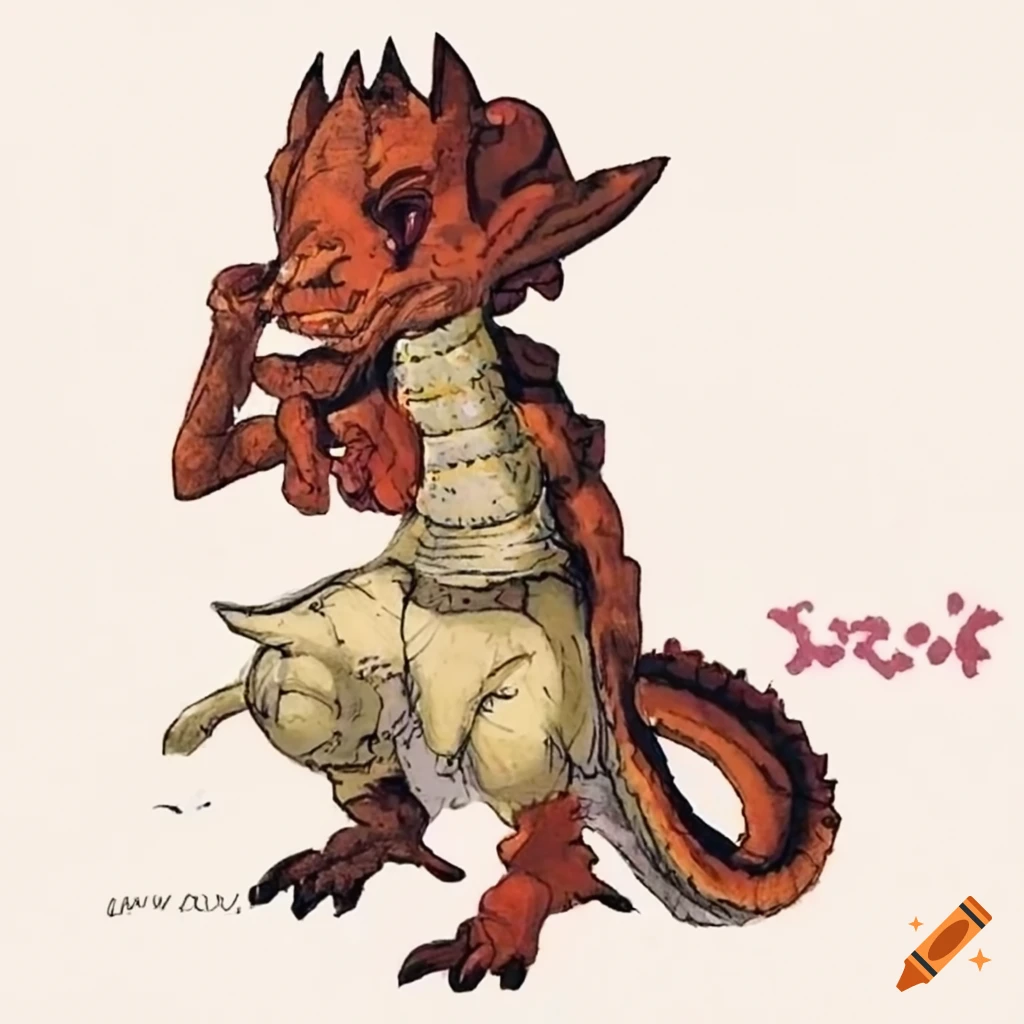 Beautiful high-detail illustration of a boy kobold on Craiyon