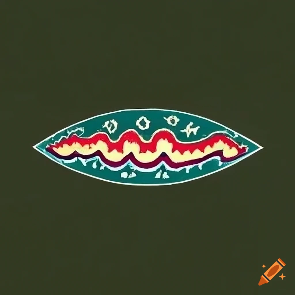 Illustration of native salish creature motifs and spirit masks on Craiyon