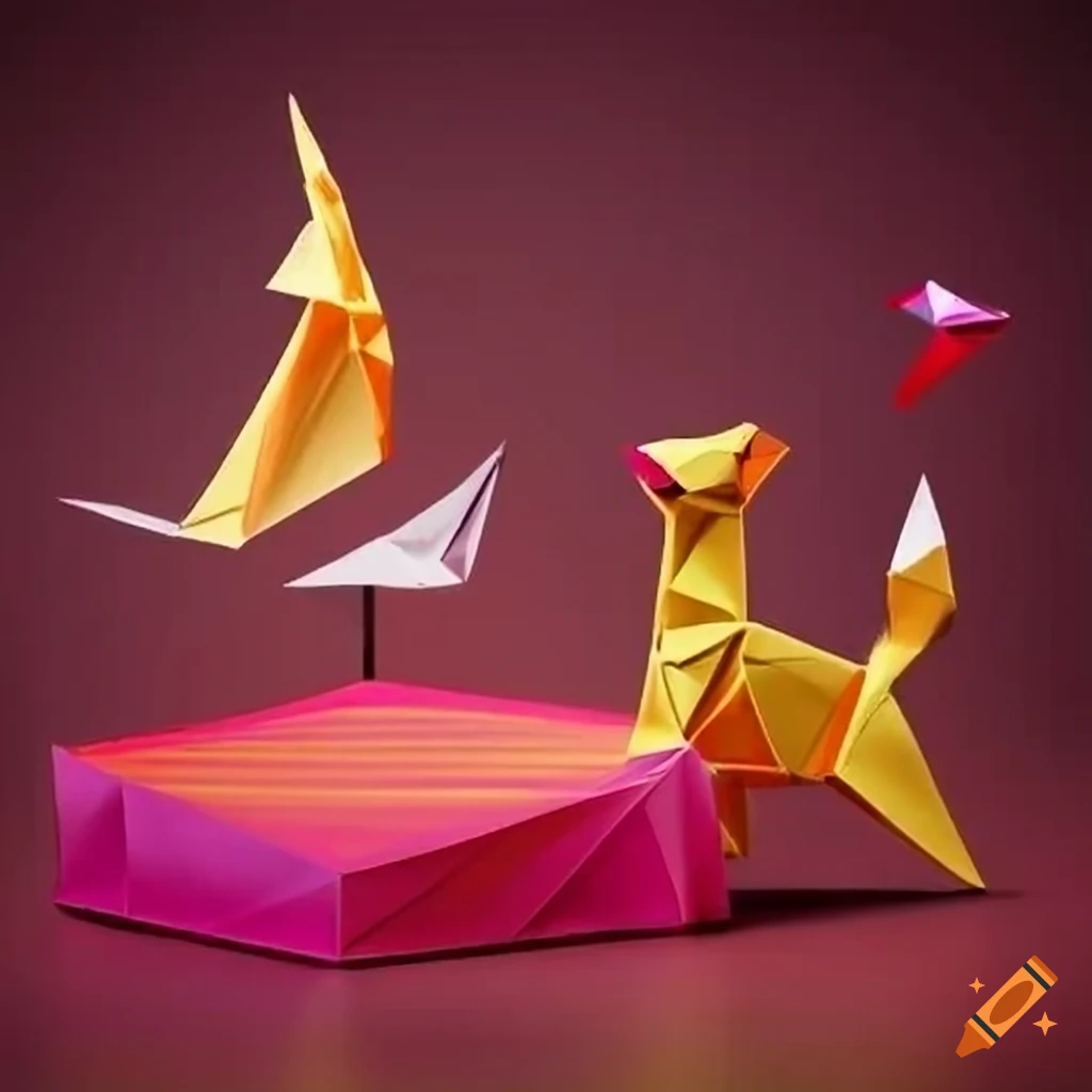 Origami animals performing tricks under a circus tent in Origami Circus ...