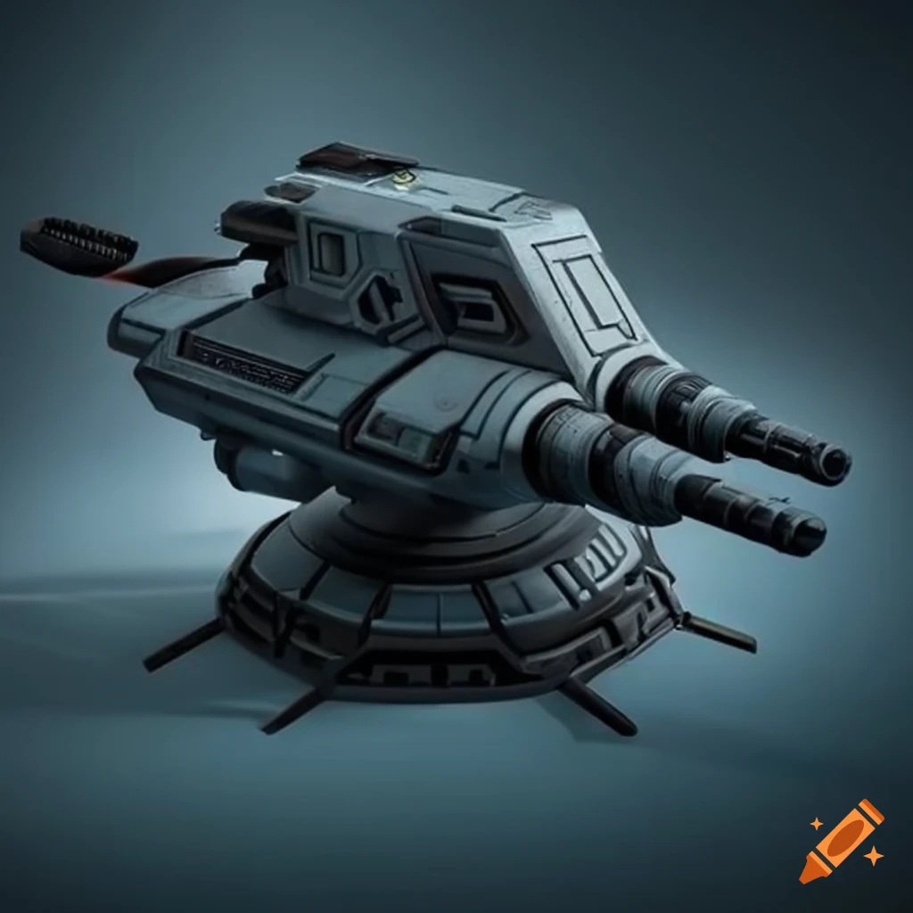 Laser spaceship turret in modular grey design on Craiyon