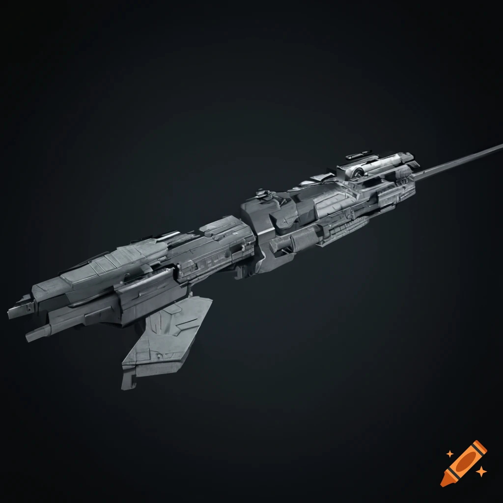 Laser spaceship weapon in modular grey design on Craiyon