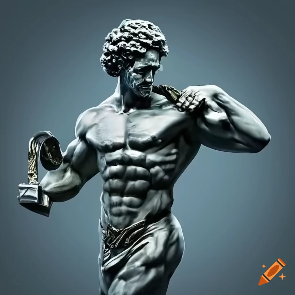 Greek statue of a muscular figure with defined muscles on Craiyon