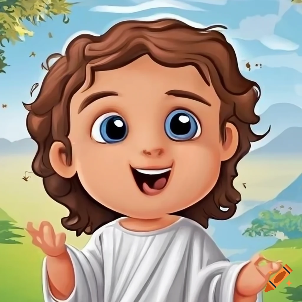 Children's comic style illustration of jesus on Craiyon