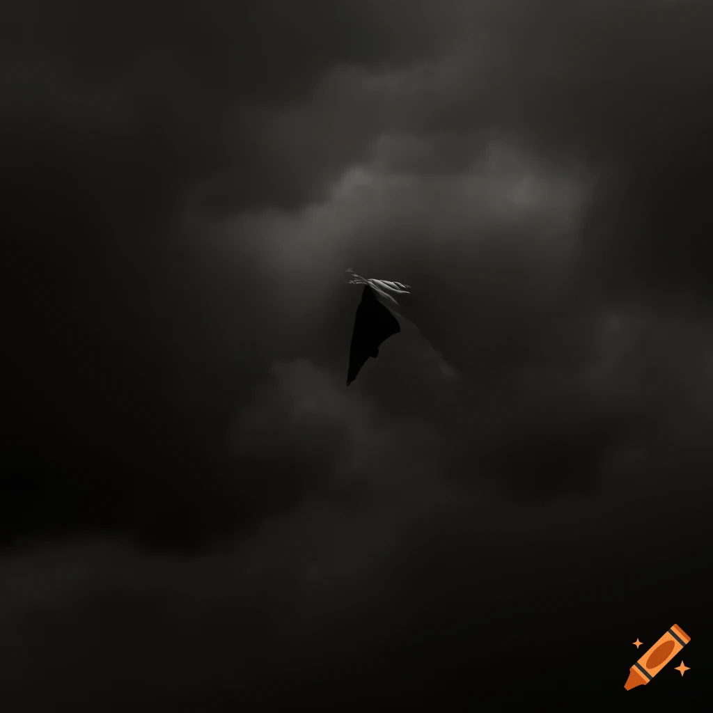 Solitary kite tangled in dark tumultuous clouds symbolizing struggle on ...