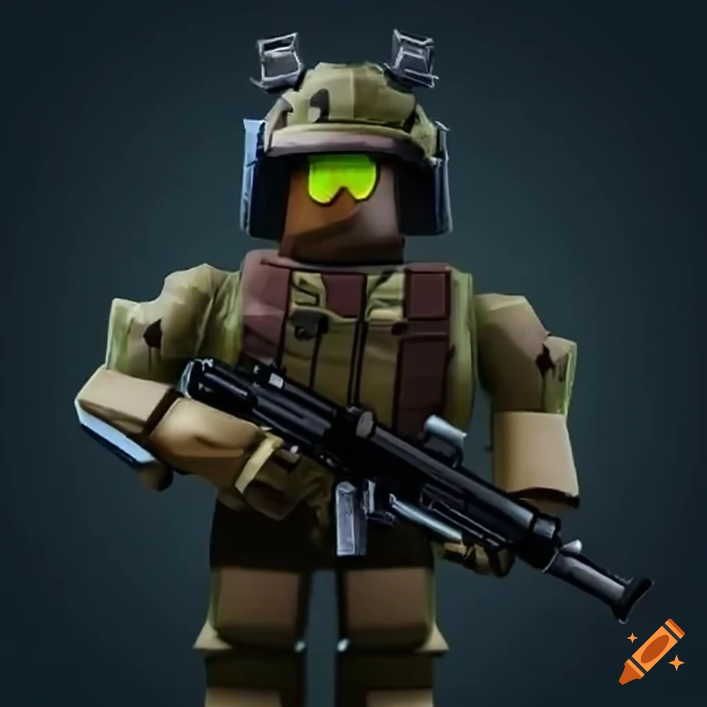 Roblox military with a deadly weapon on Craiyon