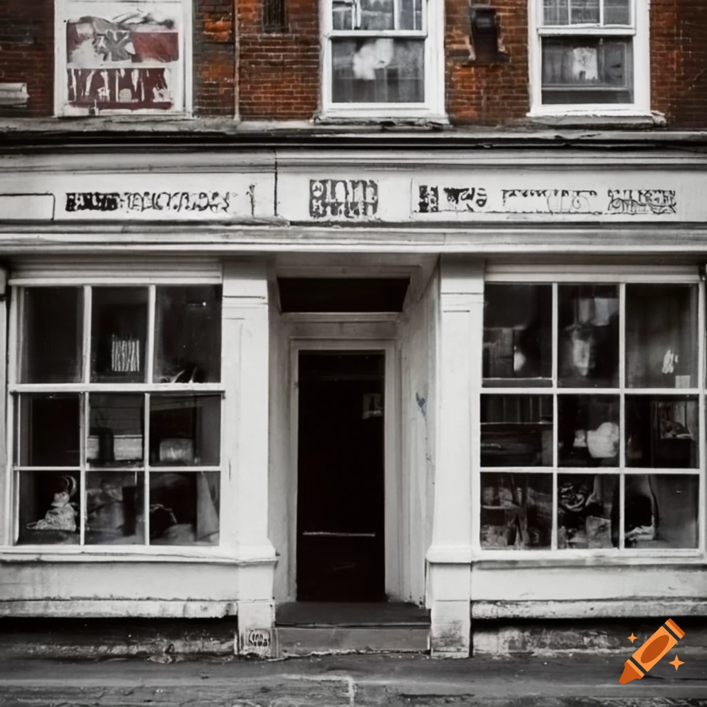 Vintage exterior of an 1800s general store in an English town with a ...
