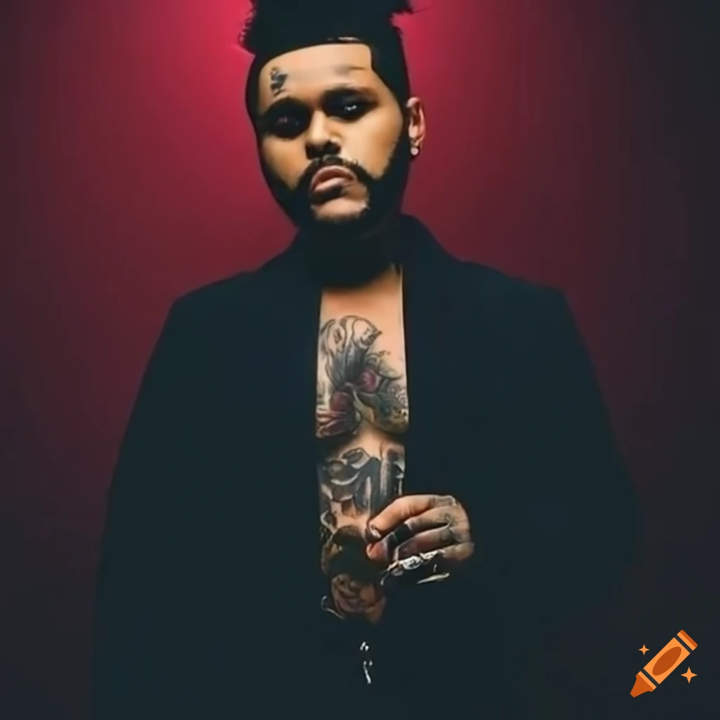 Iconic portrait of musician the weeknd with 'x' tattoos from the ...