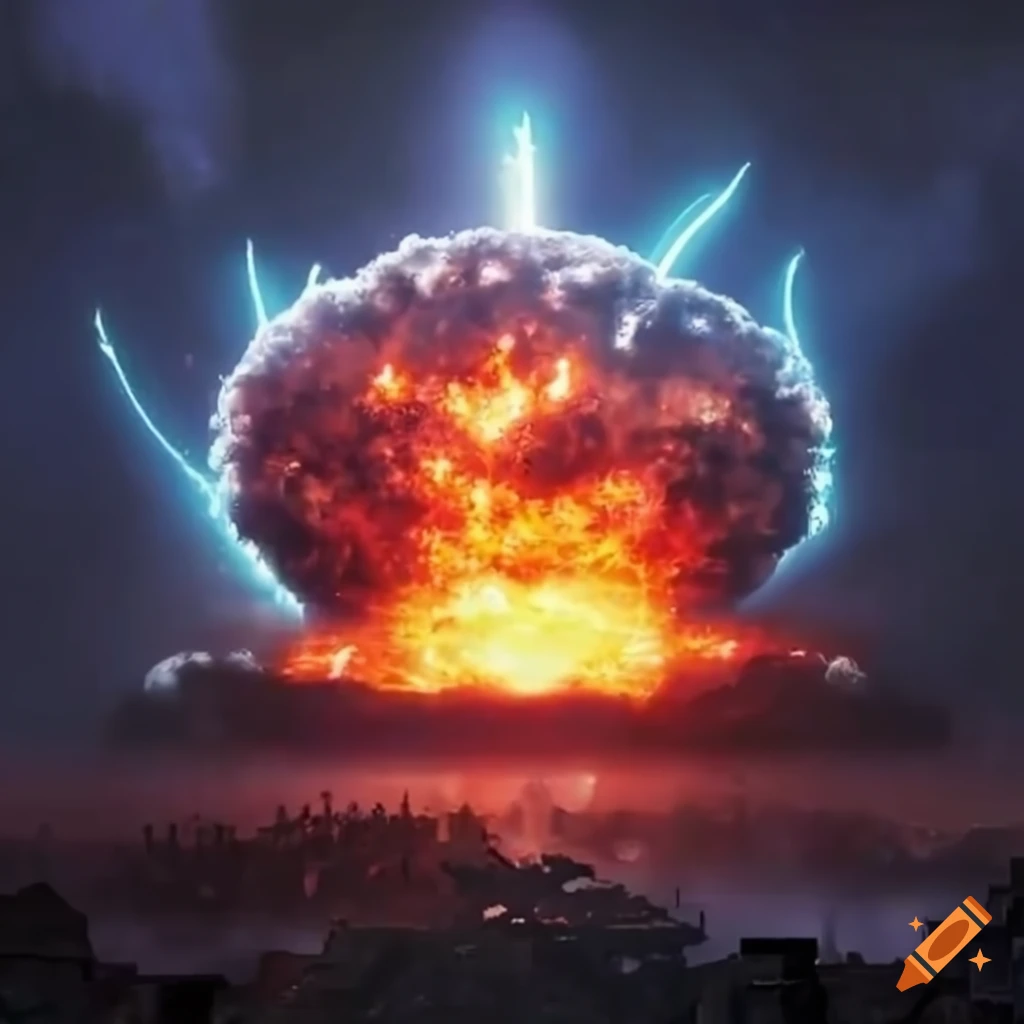 Celestial nuclear explosion with radiant burst of light in a fantasy ...